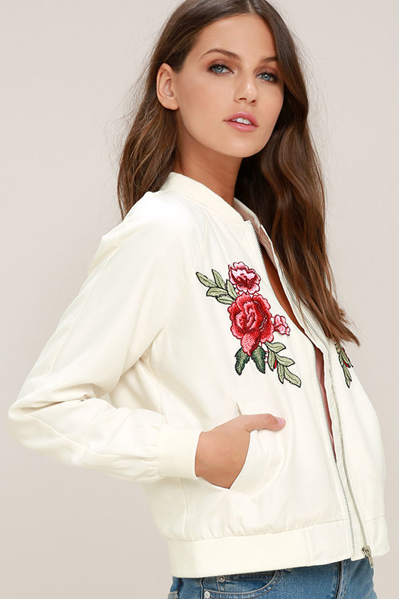 Jack by BB Dakota Varis Jacket - Embroidered Bomber Jacket - Ivory ...