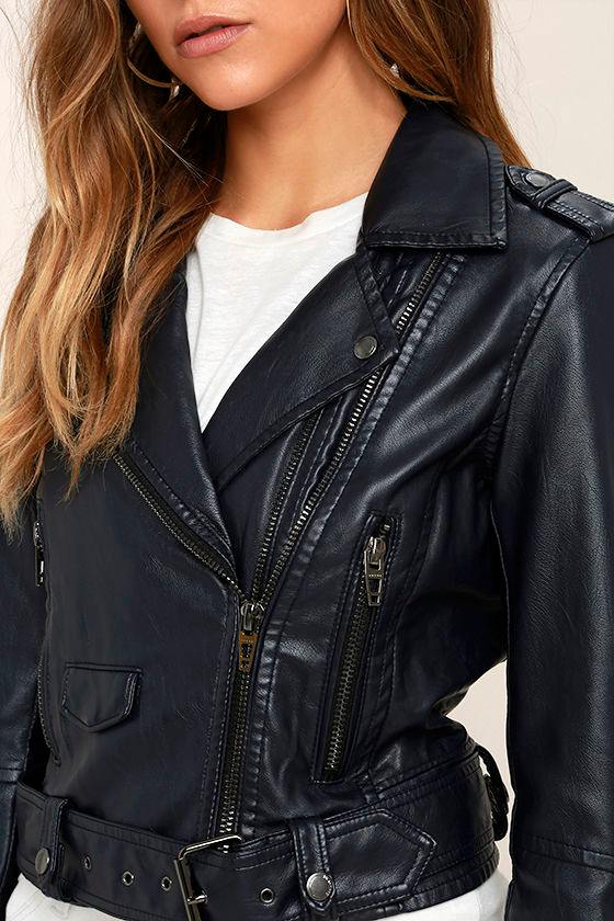 Blank NYC Uninvited Jacket - Midnight Blue Jacket - Vegan Leather ...