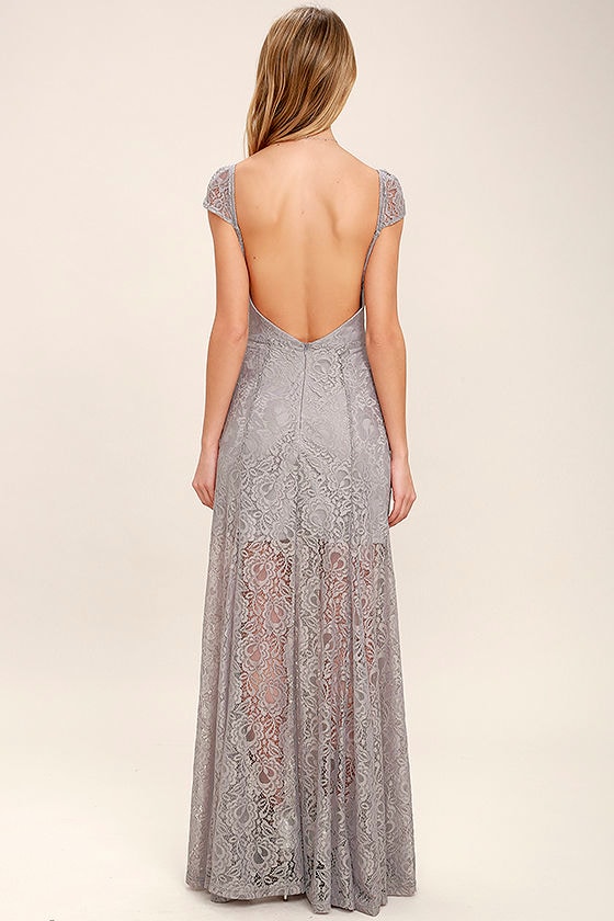 Lovely Light Grey Maxi Dress - Lace Maxi Dress - Elegant Lace Dress ...