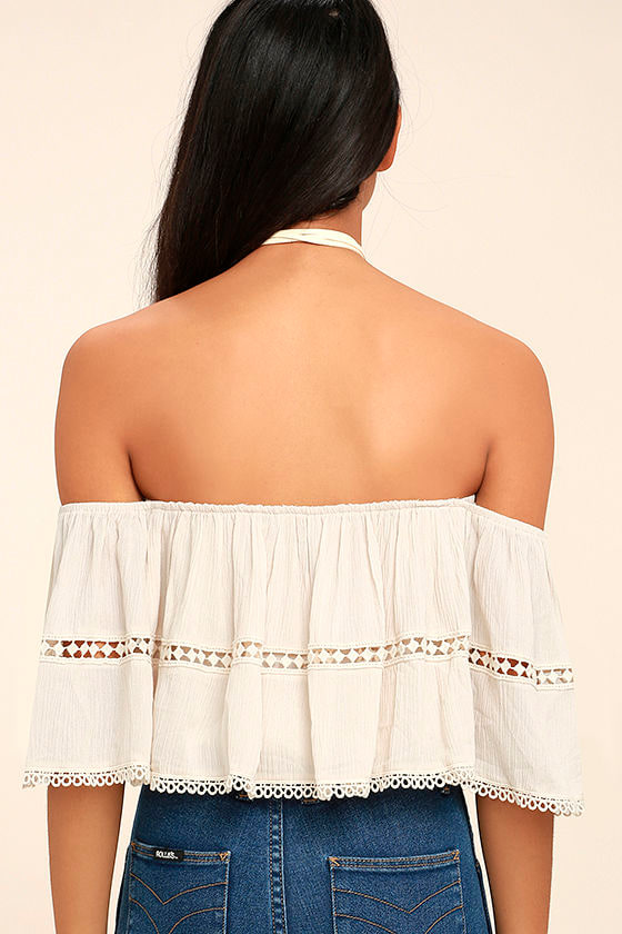 Boho Cream Top Off The Shoulder Top Crochet Top Crop Top 34 00