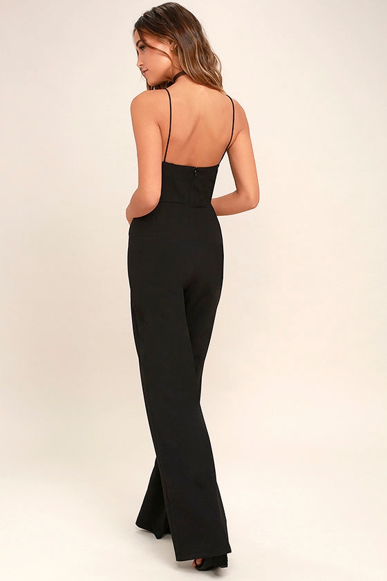 Chic Black Jumpsuit Asymmetrical Jumpsuit Wide Leg Jumpsuit 62 00