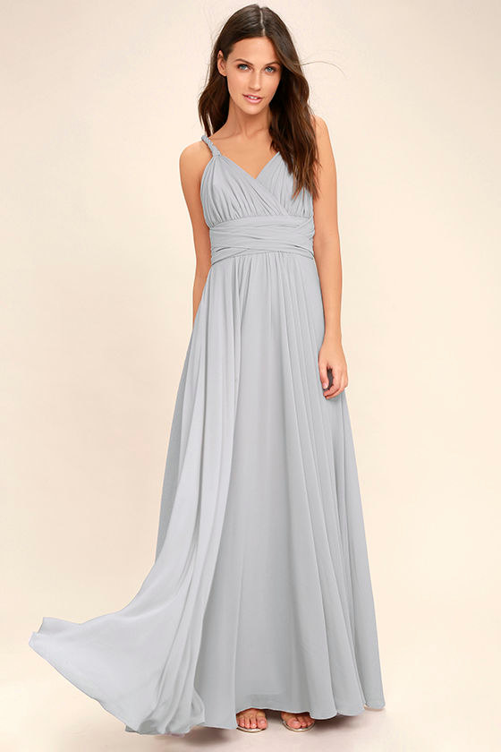 Lovely Light Grey Dress - Maxi Dress - Gown - Bridesmaid Dress - $112.00