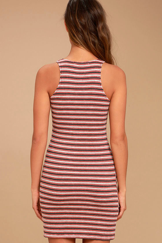 Project Social T Soul Sister Dress - Rusty Rose Striped Dress ...