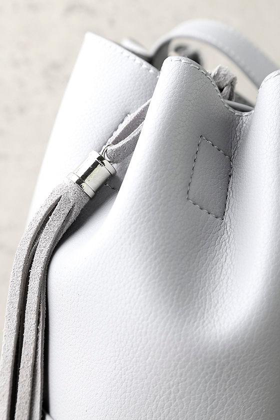 Cool Grey Backpack - Faux Leather Backpack - Bucket Bag Backpack - $47.00