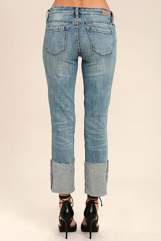Blank NYC Deep Cuff Straight - Medium Wash Jeans - Distressed Jeans ...