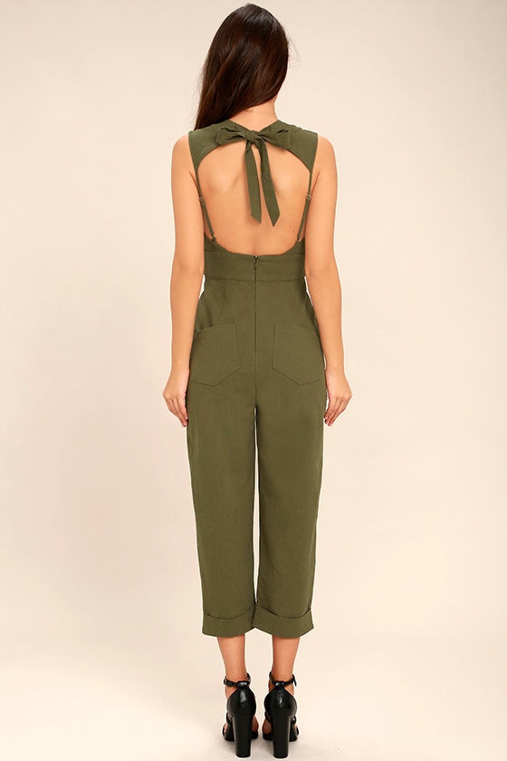 Somedays Lovin' Little Lake - Olive Green Jumpsuit - Cotton Jumpsuit