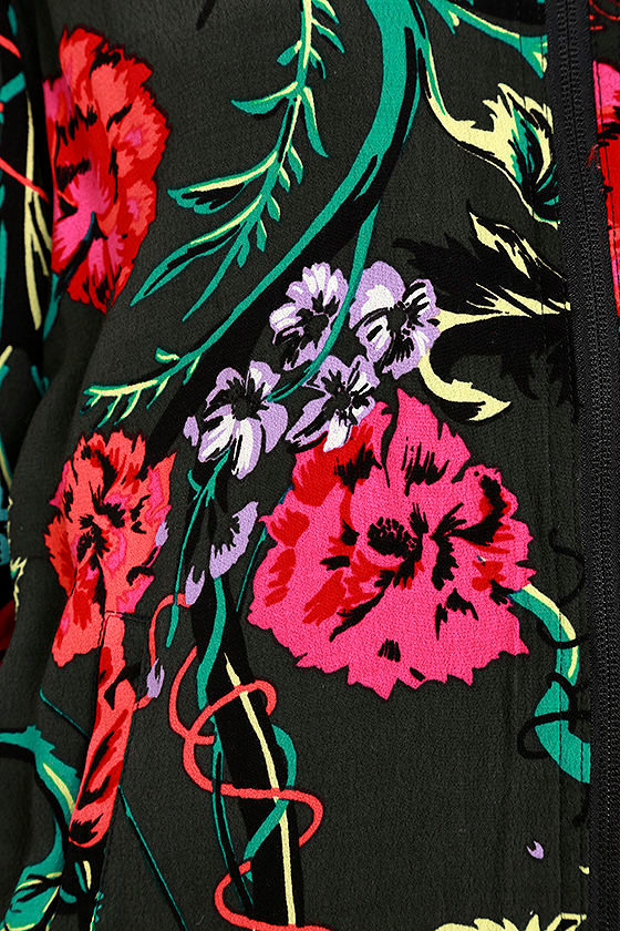 Obey Jinx Jacket Black Floral Print Jacket Reversible Bomber Jacket 0810