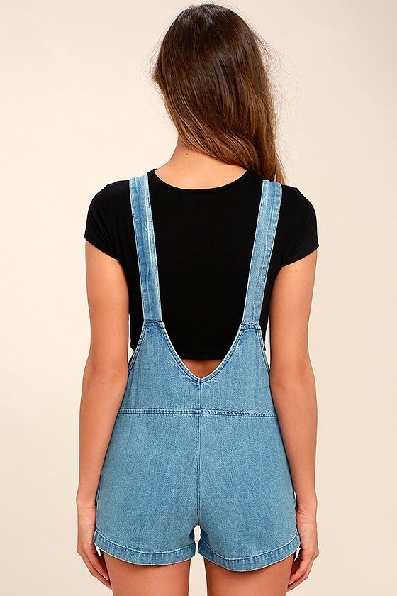 Element Eden Finn - Blue Chambray Overalls - Short Overalls - Shortalls ...