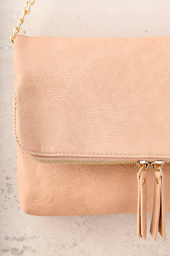 Chic Beige Clutch - Vegan Leather Clutch - Fold Over Clutch - $35.00