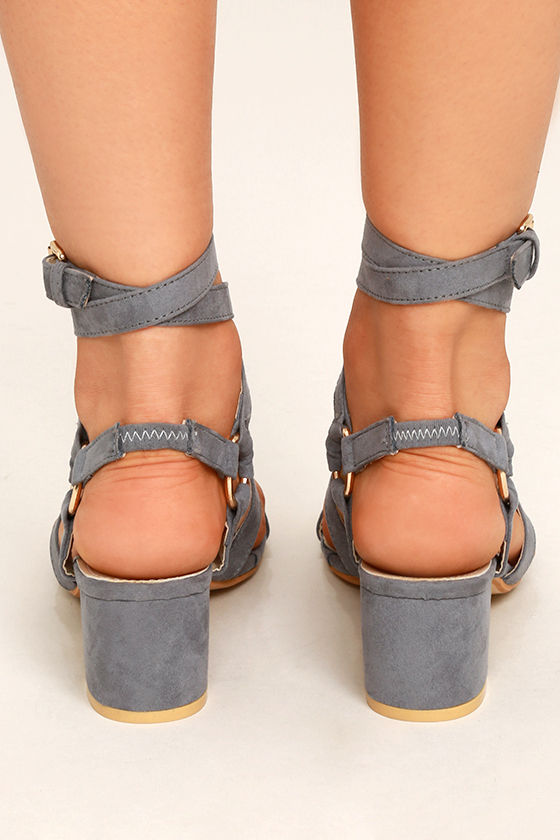 Chic Grey Suede Sandals - Gold Studded Sandals - Leg Wrap Sandals - $39.00