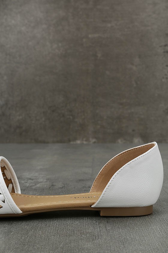 Cute White Flats - Peep-Toe Flats - Cutout Flats - $22.00