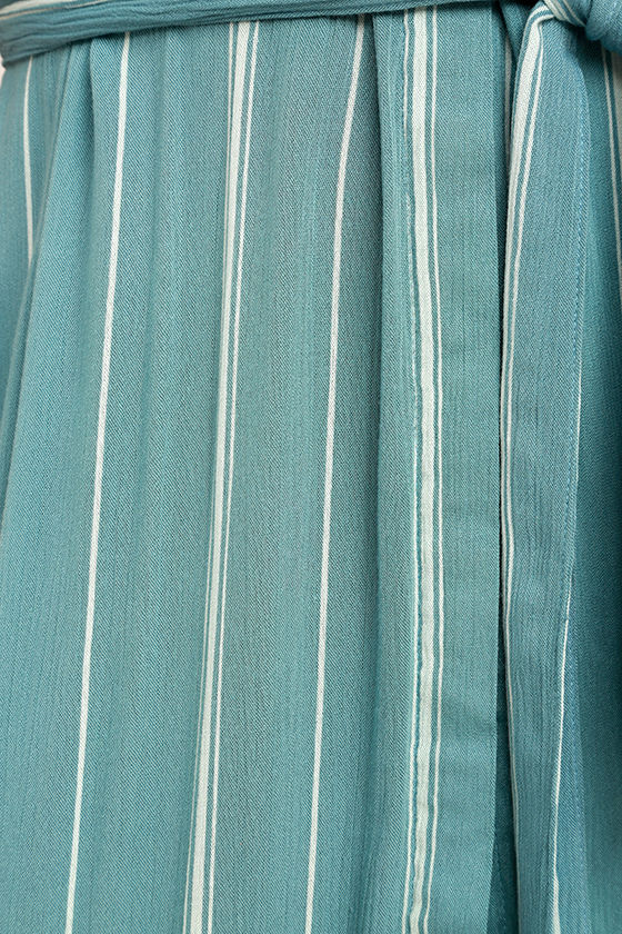 O'Neill Alexandra Dress - Striped Shirt Dress - Turquoise Blue Dress ...