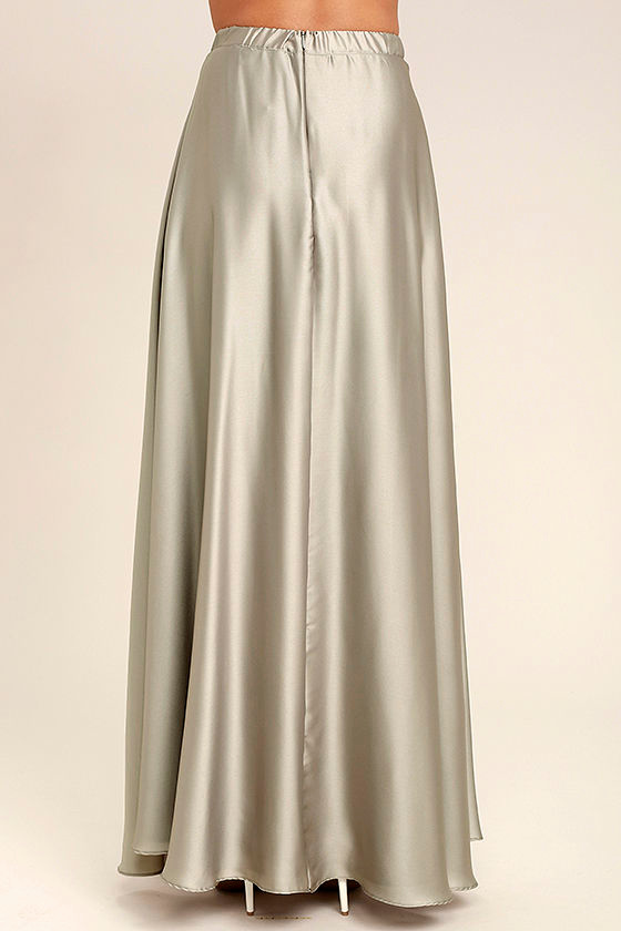 Lovely Light Grey Skirt - Satin Skirt - Maxi Skirt - $62.00