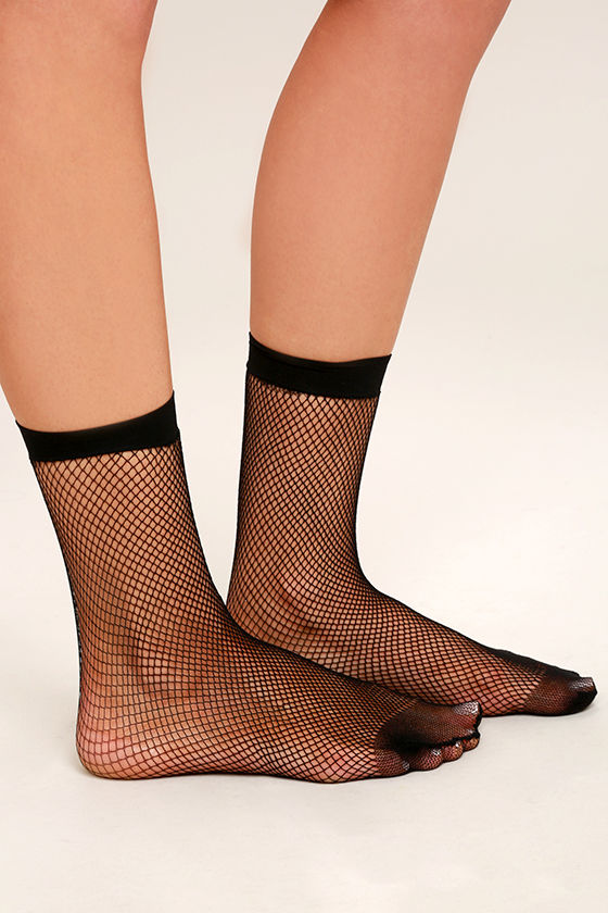 Trendy Fishnet Socks - Black Fishnet Socks - Sheer Black Socks - $10.00