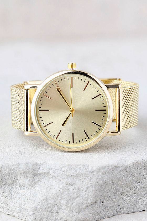 Chic Gold Watch - Mesh Watch - Round Watch - $19.00