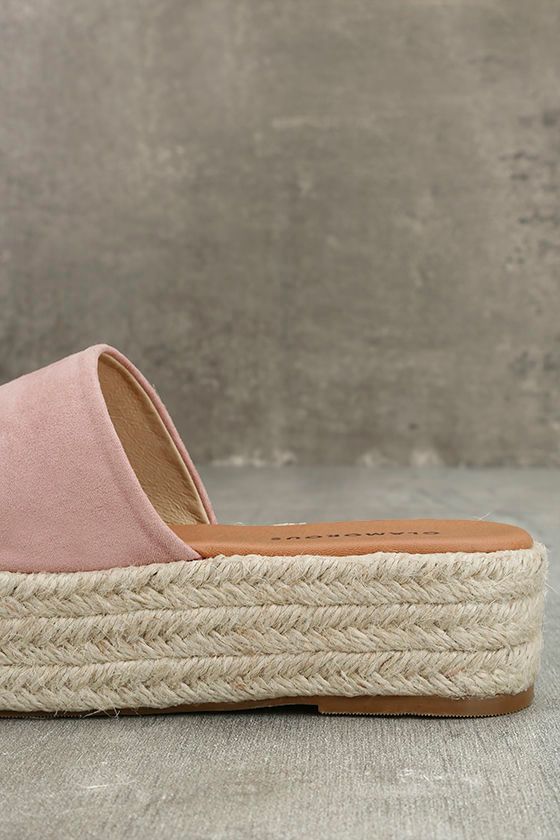 Cute Pink Espadrilles - Espadrille Flatforms - Espadrille Slides - $53.00