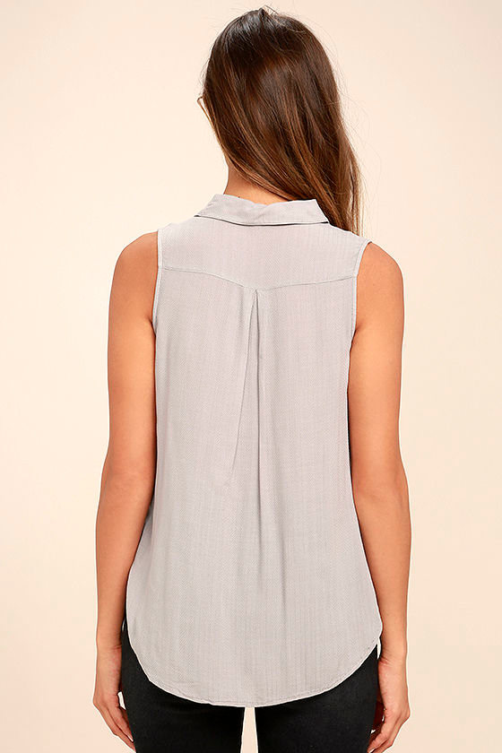 Marseille Top - Grey Blouse - Button-Up Top - Sleeveless Top - $63.00