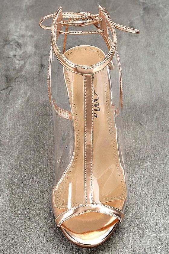 Chic Rose Gold Booties - Lucite Booties - Peep-Toe Booties - $45.00