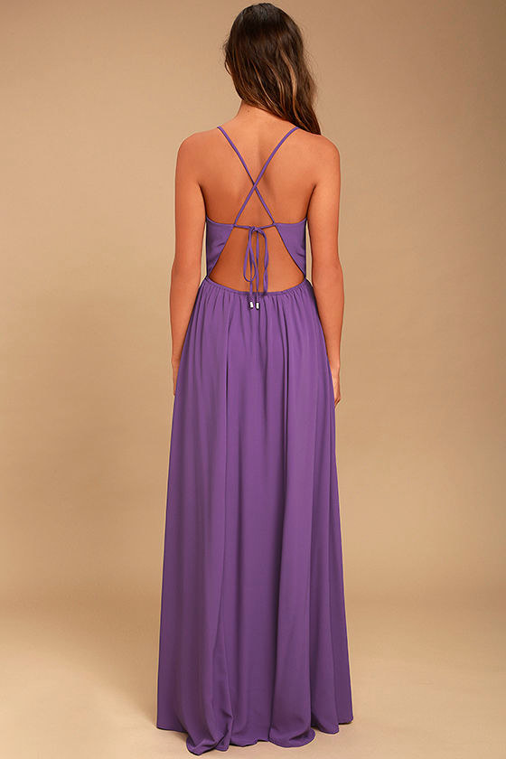 Lovely Purple Maxi Dress - Backless Maxi Dress - Lace-Up Maxi - $96.00