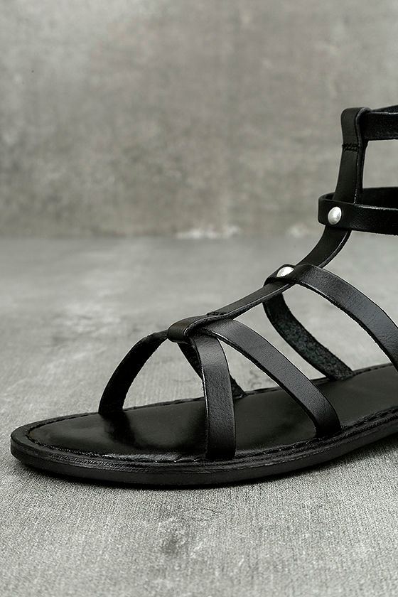 Rebels Florence Gladiator Sandals - Black Leather Sandals - Gladiator ...