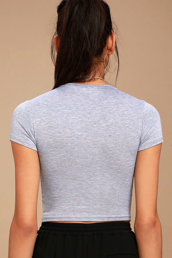 Cute Heather Grey Tee - Short Sleeve Tee - Crop Tee - Grey Top - $19.00