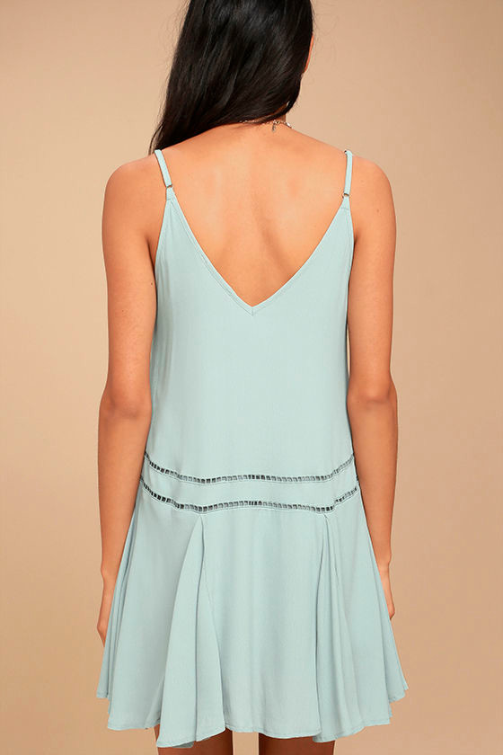 ASTR the Label Paulette - Slate Grey Dress - Embroidered Dress