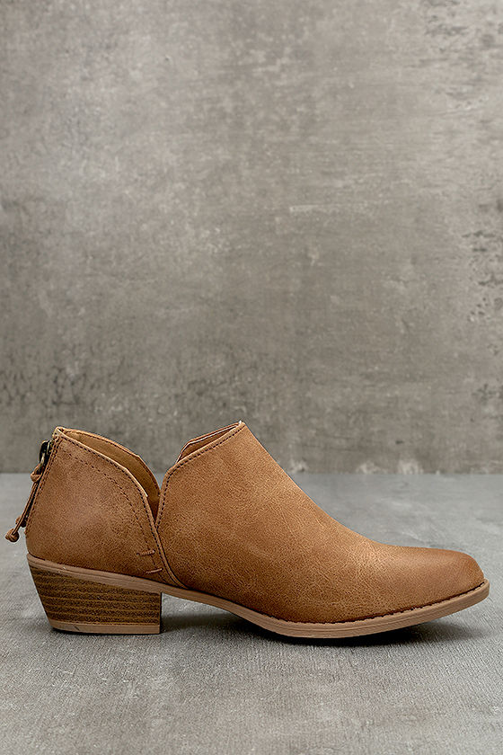 Cool Camel Ankle Booties - Vegan Leather Ankle Booties - Camel Booties ...