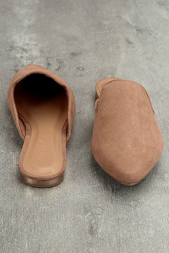 Trendy Camel Loafer Slides - Vegan Suede Loafers -Slide-On Loafers - $27.00