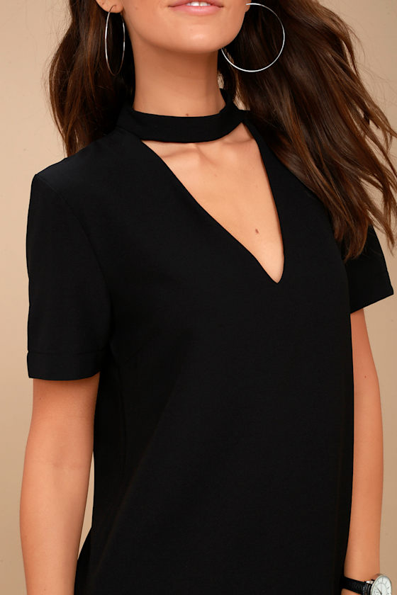 Chic Black Shift Dress - Cutout Dress - Casual Dress