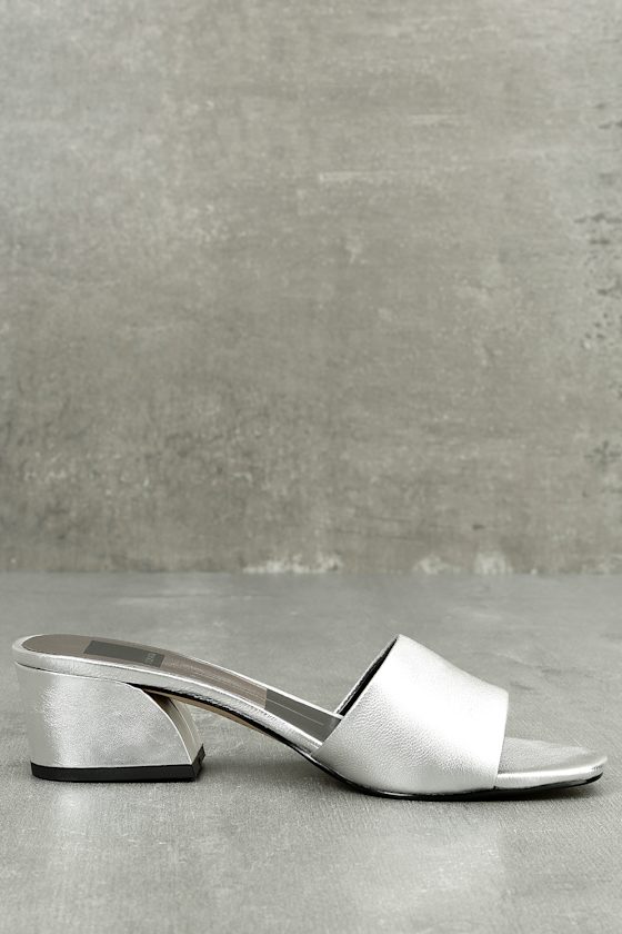 Dolce Vita Rilee - Metallic Silver Mules - Peep-Toe Mules
