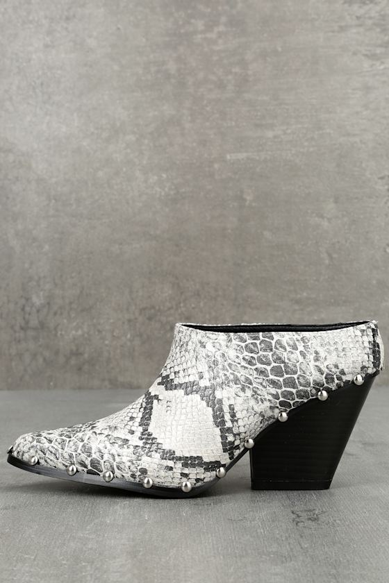 Chic Snake Mules - Pointed Toe Mules - Studded Mules