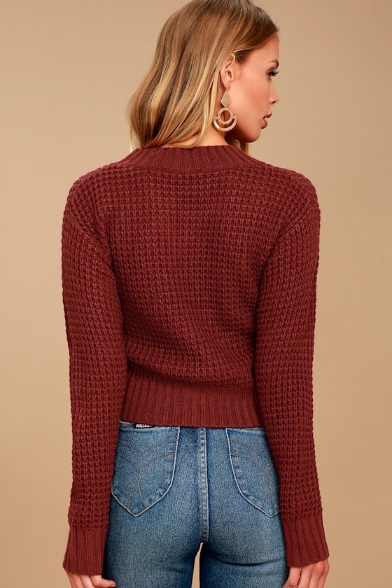 Cute Sweater - Brick Red Sweater - Cropped Sweater