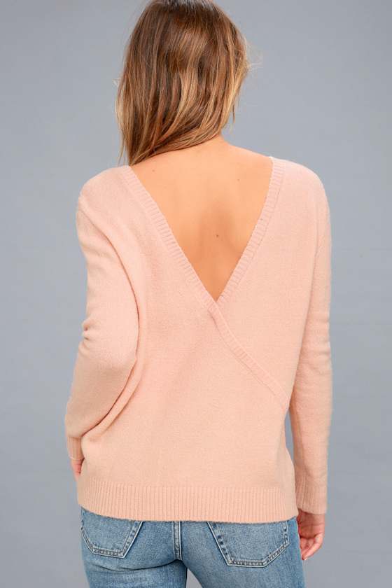 Cozy Knit Sweater - Backless Sweater - Blush Pink Sweater