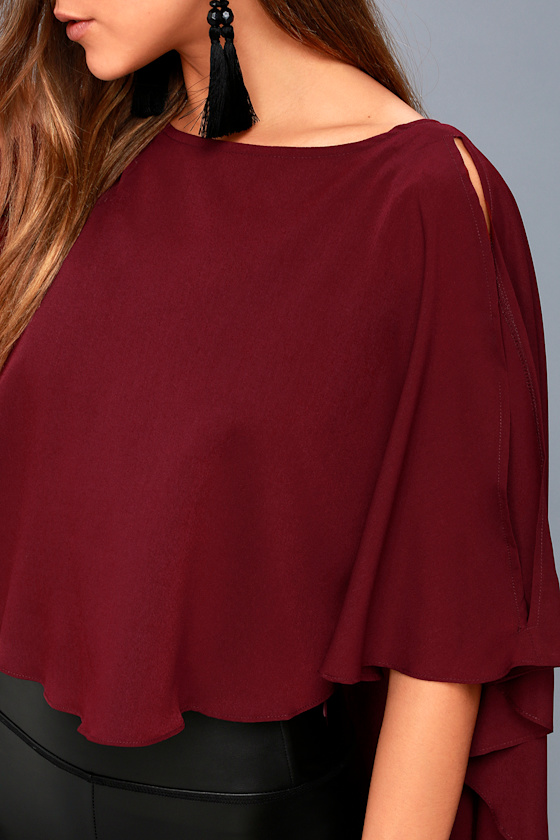 Chic Burgundy Top - High-Low Top - Cape Top