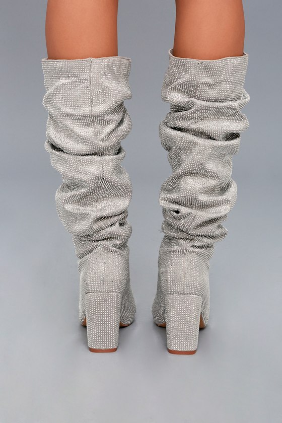Stunning Rhinestone Boots - Silver Boots - High Heel Boots