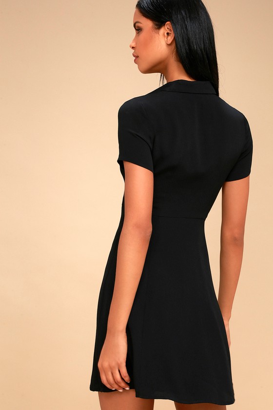 Cute Black Collared Dress - Button-Up Dress - Skater Dress Cute Black Collared Dress - Button-Up Dress - Skater Dress