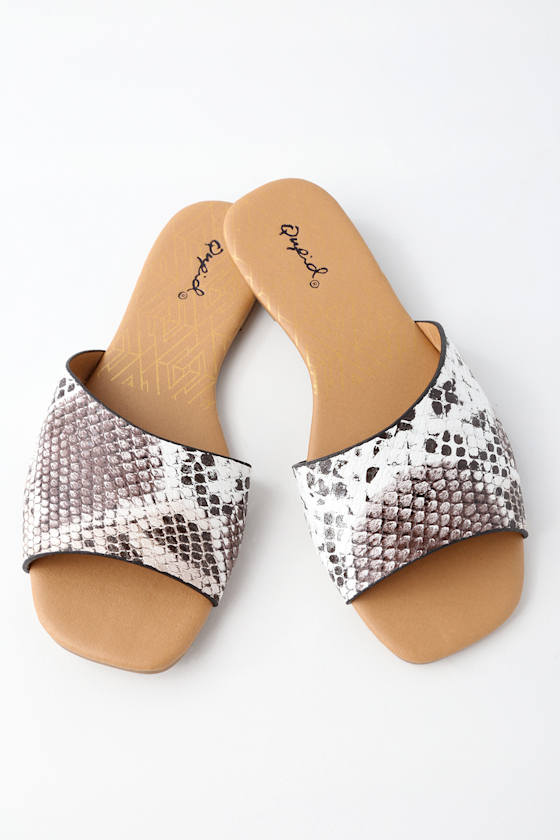 Cute Snake Print Sandals - Slide Sandals - Vegan Sandals