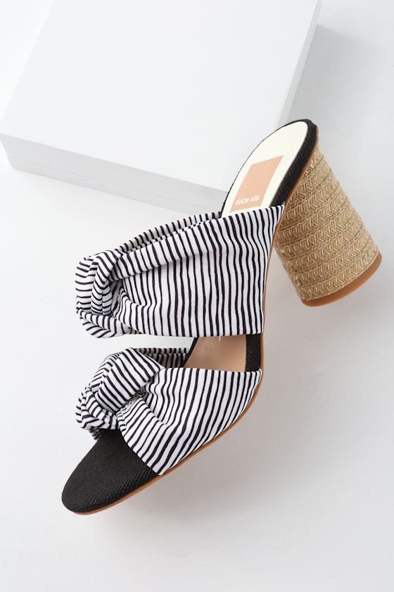 Dolce Vita Jene - White Striped Mules - Knotted Mules