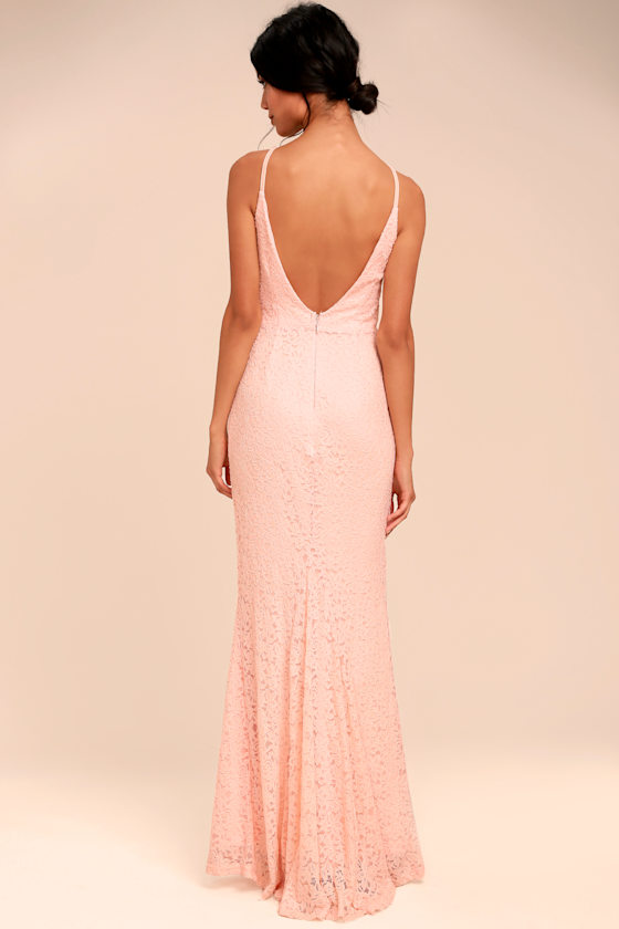 Lovely Peach Dress - Lace Dress - Maxi Dress - $94.00