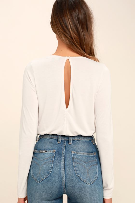 Sexy Light Beige Bodysuit - Long Sleeve Bodysuit