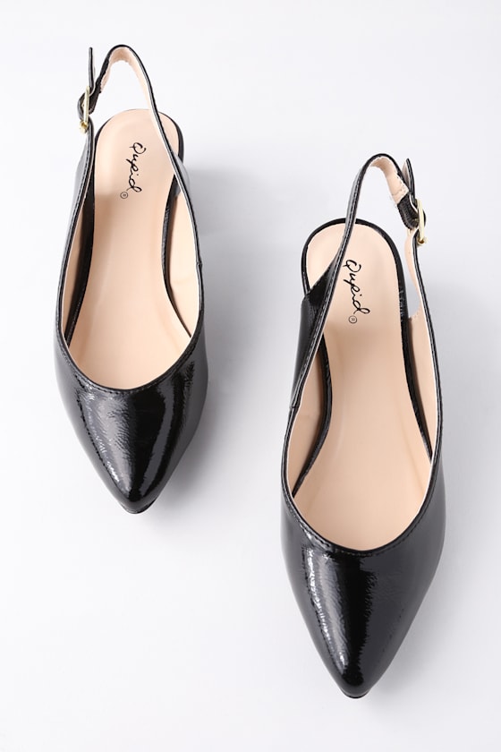 Chic Black Pumps - Slingback Pumps - Patent Pumps