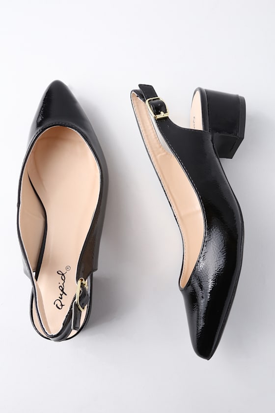 Chic Black Pumps - Slingback Pumps - Patent Pumps