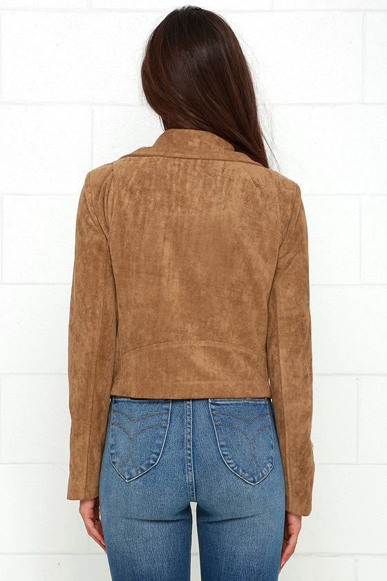 Suede Jacket - Moto Jacket - Tan Jacket