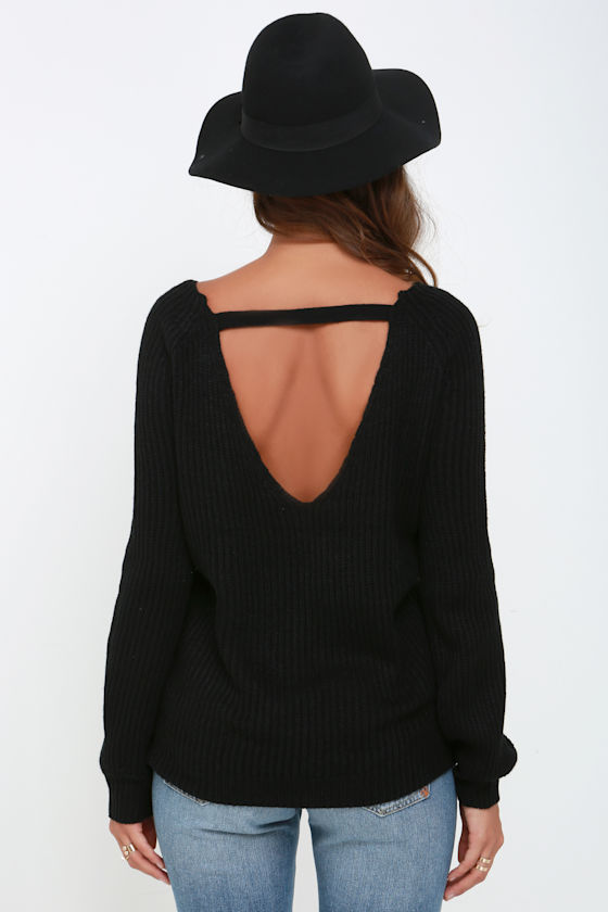 Cute Black Sweater - Backless Sweater - Knit Sweater - $44.00