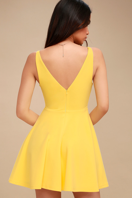 Cute Yellow Dress Skater Dress Sleeveless Dress
