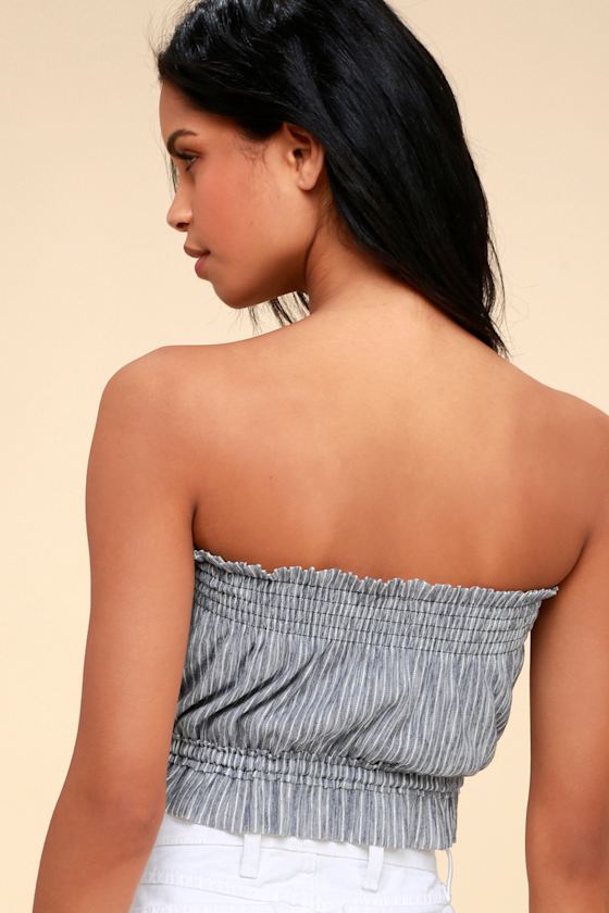 Free People Peppermint - Navy Blue Striped Tube Top