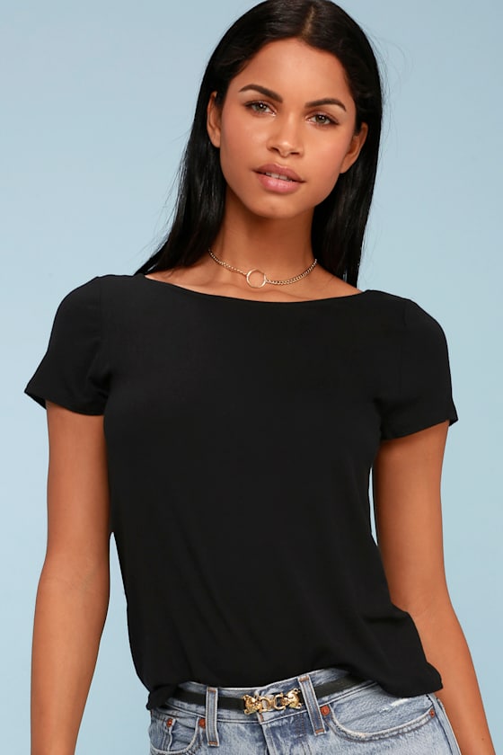 Cool Black Tee - Backless Tee - Backless T Shirt