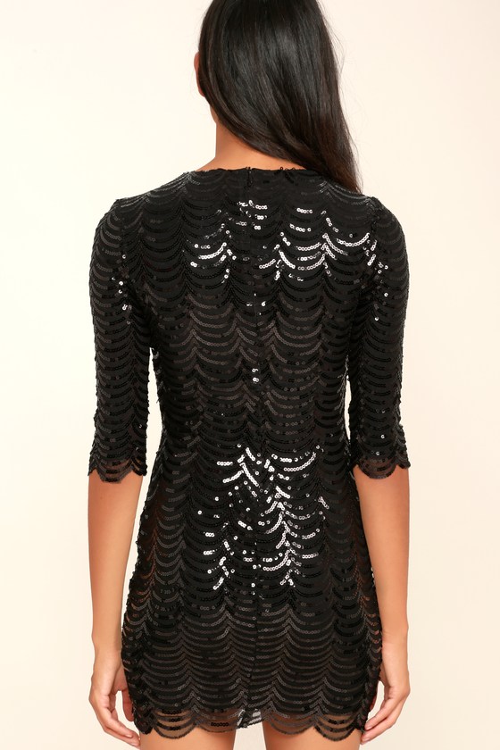 Lovely Black Dress Black Sequin Dress Lbd Bodycon Dress 6400