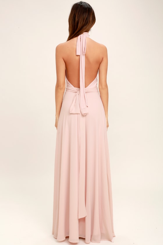 Stunning Blush Pink Maxi Dress Halter Maxi Backless Maxi 89 00