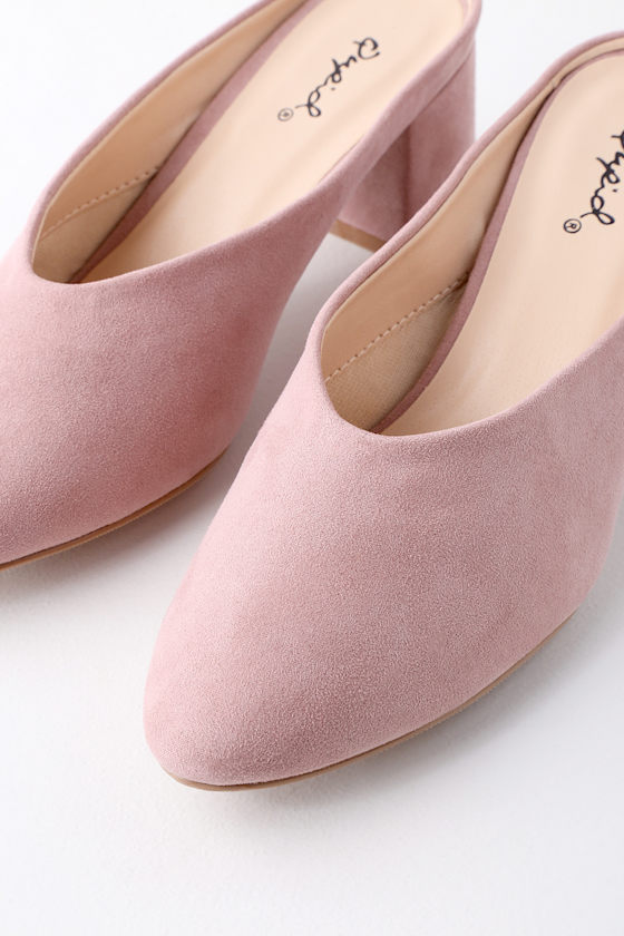 Cute Desert Rose Mules - Mauve Mules - Vegan Suede Mules